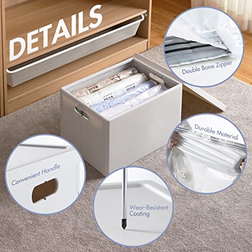 TAILINK Storage Bins 2 Pack 32L & Vacuum Storage Bags 9 Pieces, Collapsible & Stackable Storage Box Folding Storage Containers for Organizing Clothes, Toys, Books, 80% Space Released