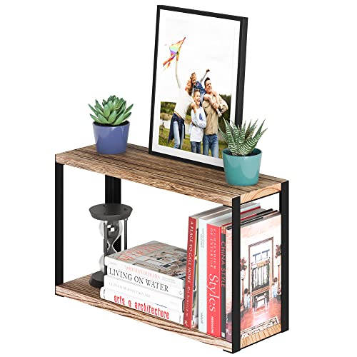 Wallniture Roca 17"x6" Bookshelf for Living Room Decor, Bathroom Organizer Shelf for Bathroom Accessories, 2 Tier Floating Shelves for Bedroom, Office, Burnt Finish