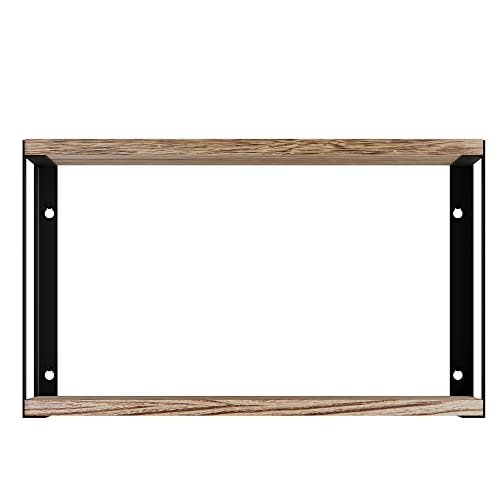Wallniture Roca 17"x6" Bookshelf for Living Room Decor, Bathroom Organizer Shelf for Bathroom Accessories, 2 Tier Floating Shelves for Bedroom, Office, Burnt Finish