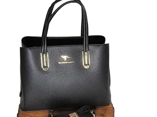 Vegan Leather Large Handbag - Durable Crossbody Shoulder Bag for Women - Top Handle Purse - Everyday Tote Shoulder Bag - BLACK