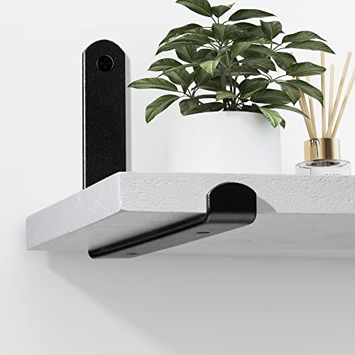Afuly White Wall Shelves Bathroom Floating Shelves, Shelves for Wall Storage Decor, Wall Mounted Shelves for Bathroom Bedroom Living Room, Floating Book Shelves for Wall Black, Set of 2