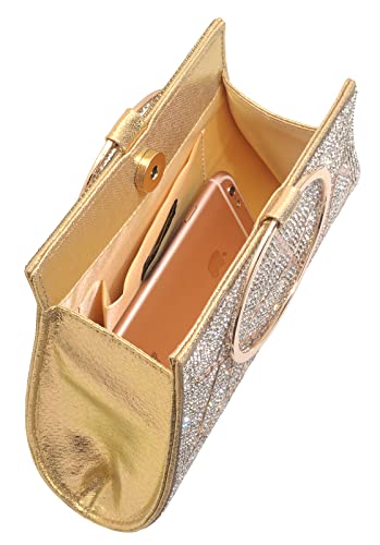 MOSSMON Crystal Clutch Purses Bride and Bridesmaid Handbag Elegant Wristlet Evening Bag for Women(Gold)