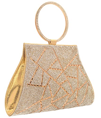MOSSMON Crystal Clutch Purses Bride and Bridesmaid Handbag Elegant Wristlet Evening Bag for Women(Gold)