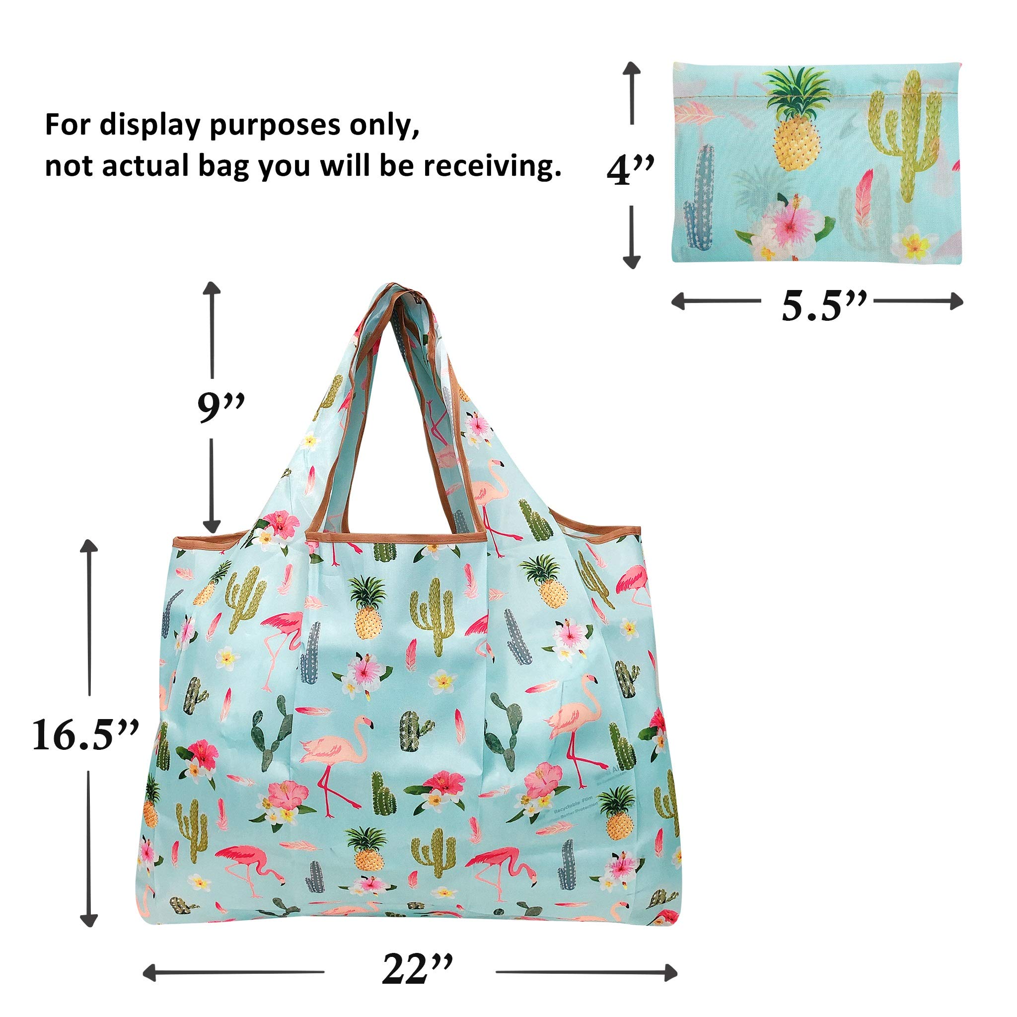 allydrew Large Foldable Tote Nylon Reusable Grocery Bag, Crazy Cats