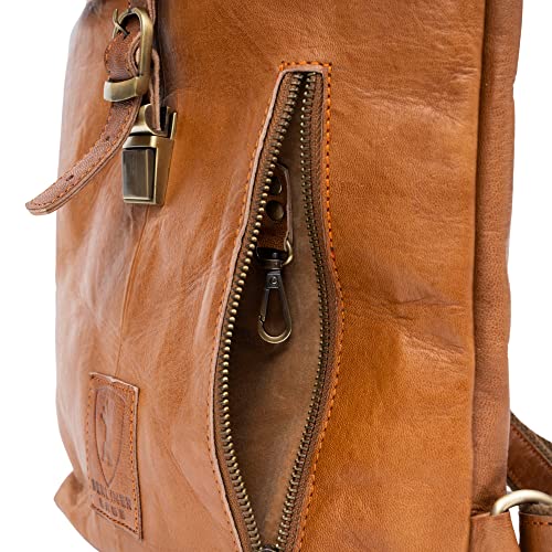 BERLINER BAGS Vintage Leather Backpack Seattle, Women’s Rucksack for Work, School, Cycling - Brown
