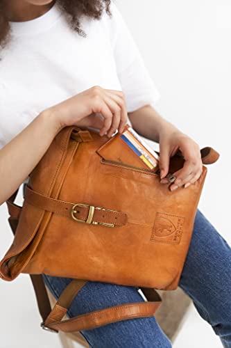 BERLINER BAGS Vintage Leather Backpack Seattle, Women’s Rucksack for Work, School, Cycling - Brown