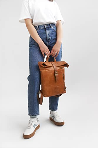 BERLINER BAGS Vintage Leather Backpack Seattle, Women’s Rucksack for Work, School, Cycling - Brown