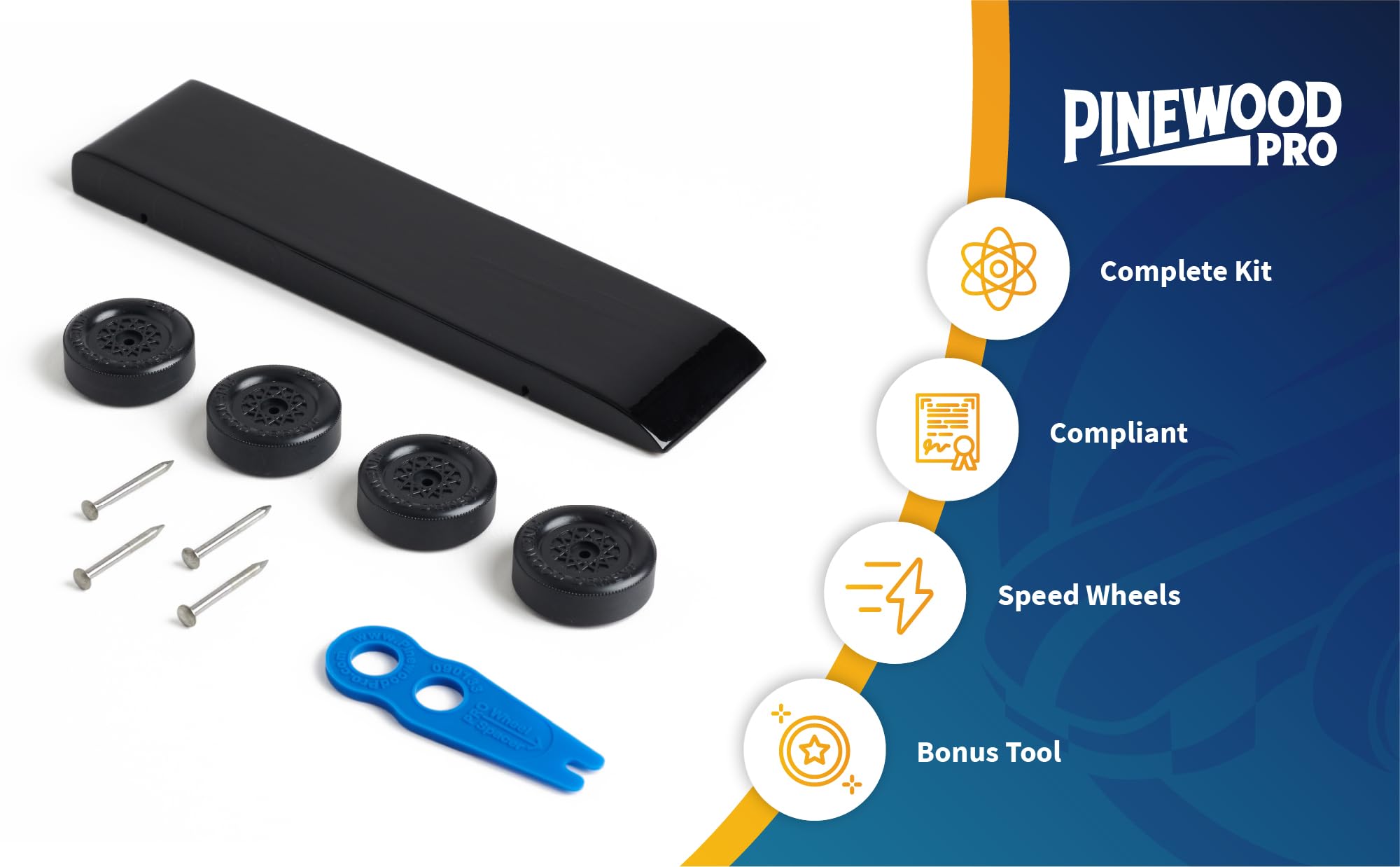 Pinewood Pro Pine Derby Car Kit with PRO Graphite - Painted and Weighted - Black Barracuda
