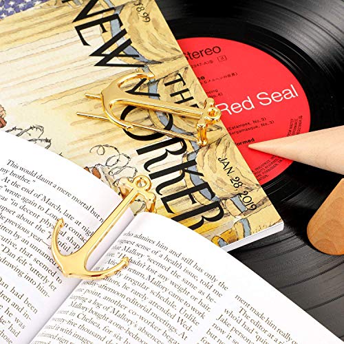 Creative Anchor Bookmark Metal Bookmark Page Holder Book Holder for Reading Hands Free (Golden)