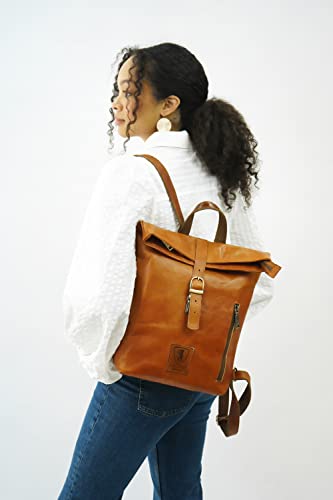 BERLINER BAGS Vintage Leather Backpack Seattle, Women’s Rucksack for Work, School, Cycling - Brown