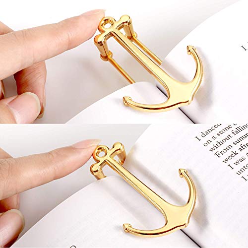 Creative Anchor Bookmark Metal Bookmark Page Holder Book Holder for Reading Hands Free (Golden)