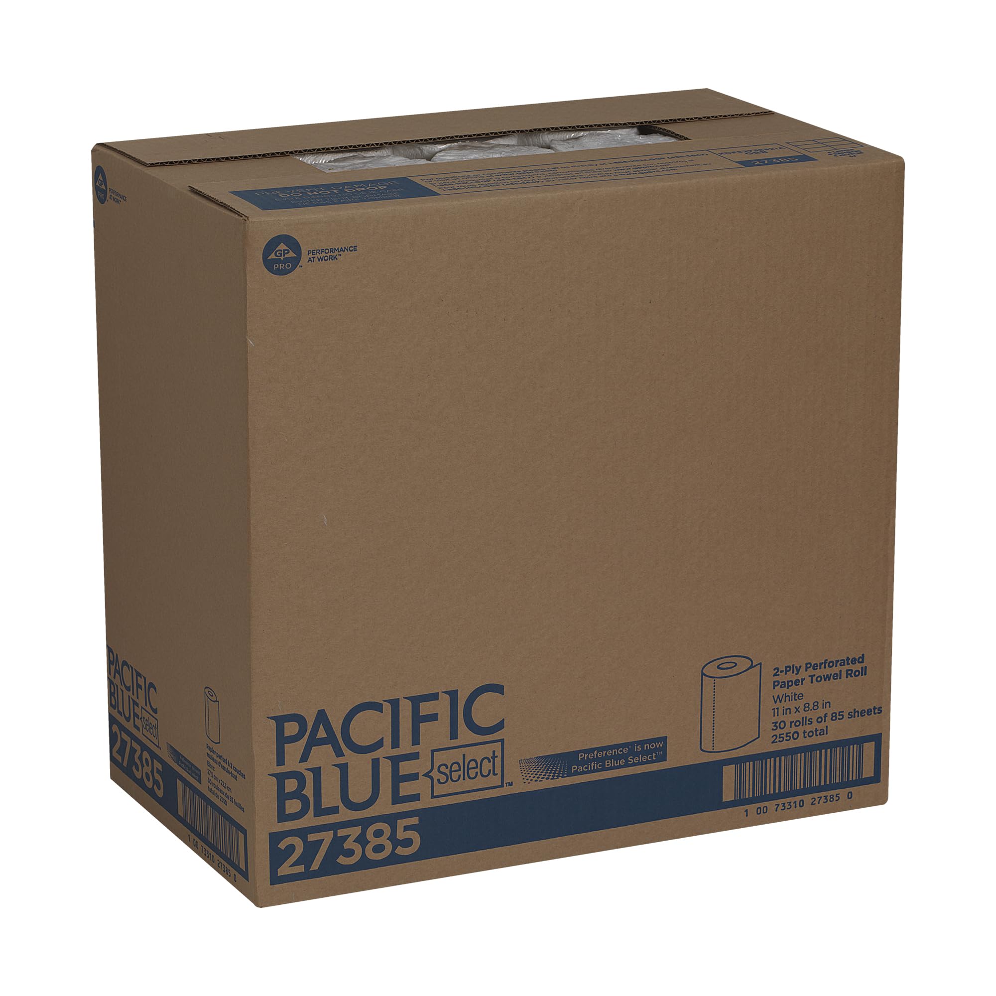 Pacific Blue Select 2-Ply Perforated Paper Towel Rolls by GP PRO (Georgia-Pacific), 27385, 85 Sheets Per Roll, 30 Rolls Per Case