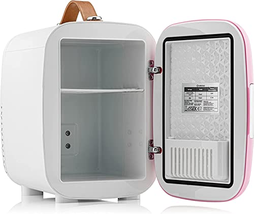 Subcold Pro4 Luxury Mini Fridge Cooler 4 Litre / 6 Cans AC & Exclusive USB ECO Power Option | Portable Small Refrigerator For The Office, Bedroom, Car, Travel, Skincare & Cosmetic (Pink)