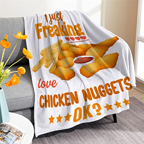I Just Freaking Love Chicken Nuggets Ok? Flannel Blanket Cozy Soft and Fleece Throw Blankets for Adult Kids Couch Bed Sofa All Seasons Microfiber Decor Gifts 40"x30"for Pets
