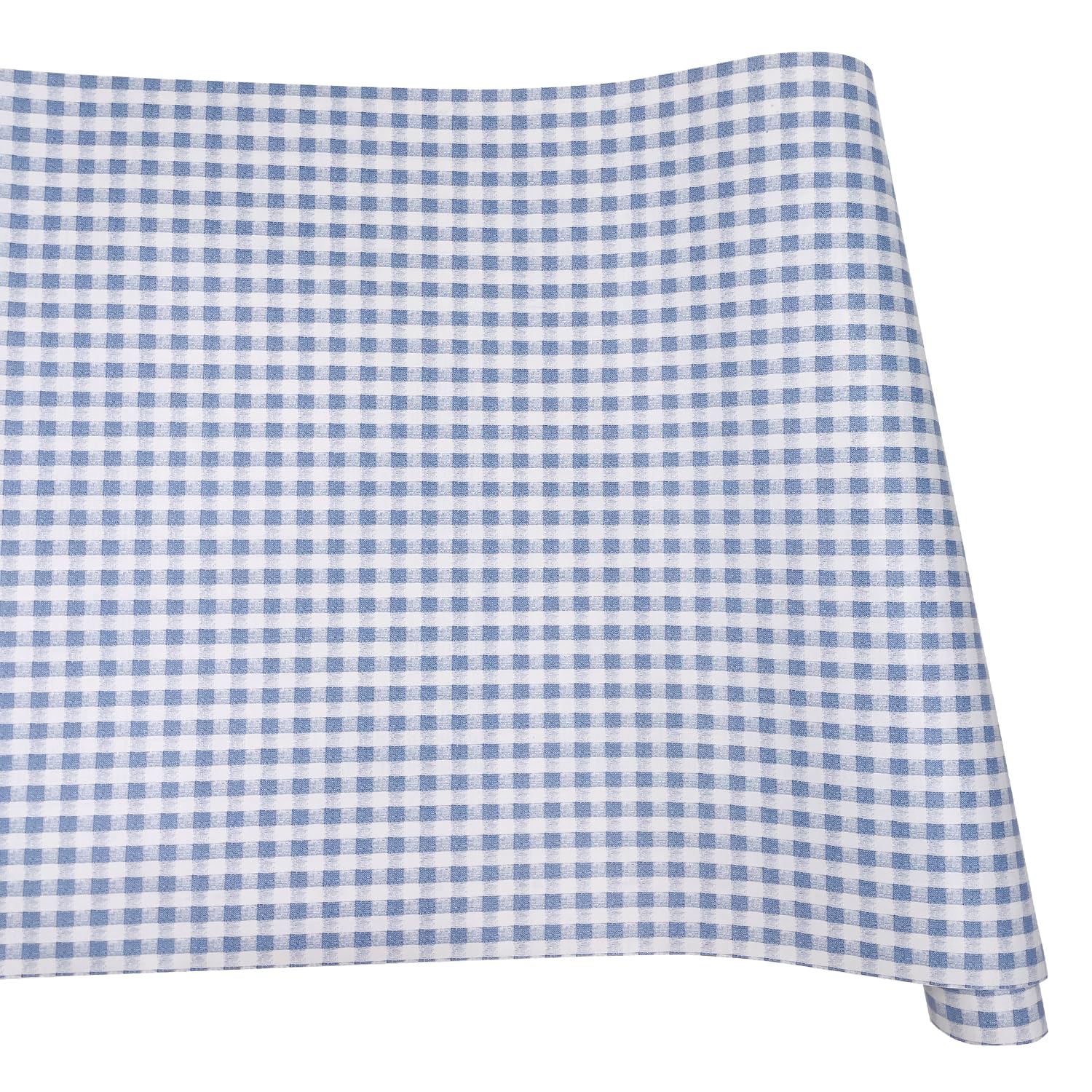 LoveFaye Mediterranean Style Furniture Paper Blue-White Gingham Countertop Door Sticker Shelf Liner 17.7inch by 9.8 Feet