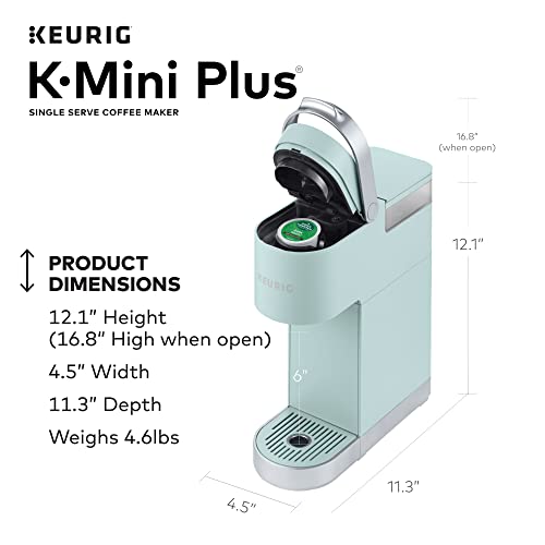 Keurig K-Mini Plus Coffee Maker, Single Serve K-Cup Pod Coffee Brewer, 6 to 12 oz. Brew Size, Stores up to 9 K-Cup Pods, Misty Green (Renewed)