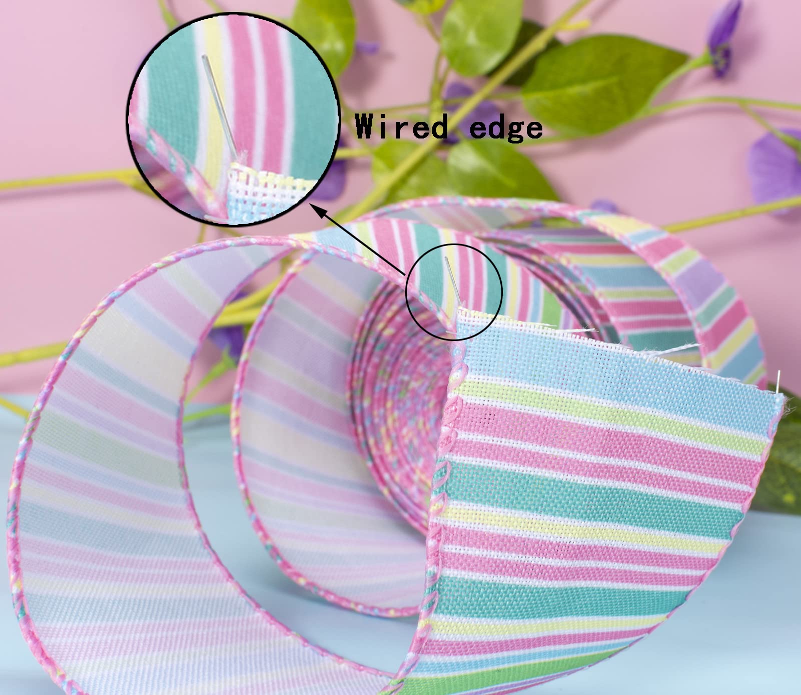 ATRBB Easter Wired Ribbon,2 1/2 Inch by 10 Yards Easter Egg Bunny Carrots Ribbon for Gift Wrapping,Wreath and Party Decoration