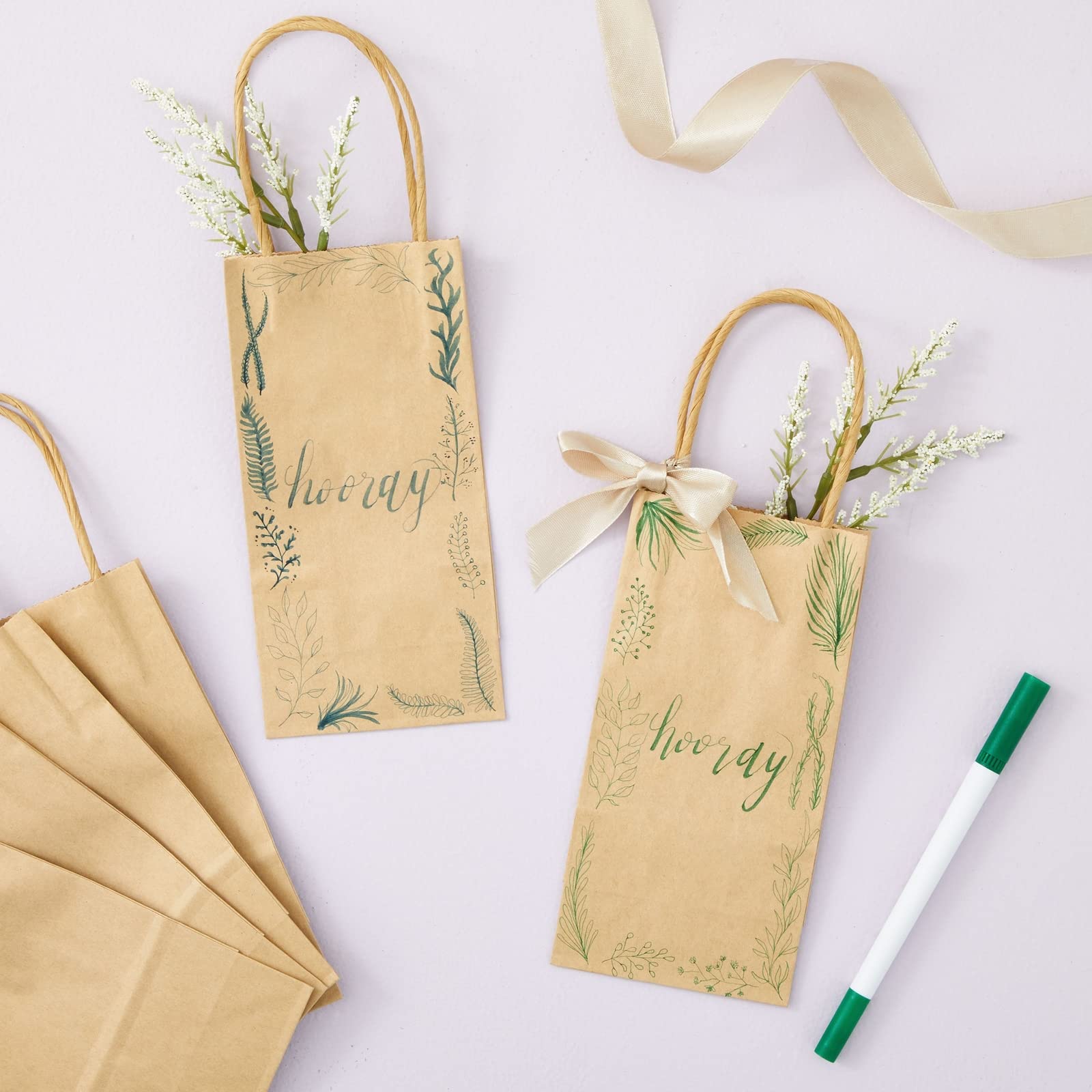 Juvale 50 Pack Small Brown Gift Bags with Handles, 3.5 x 2.4 x 6.3 Inch Bulk Kraft Paper Material Bags for Party Favors and Goodies