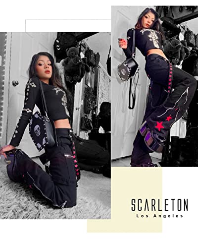 Scarleton Backpack Purse for Women, Coffin Skull Backpack, Gothic Shoulder Bag, Sling Bags for Women Crossbody Bag, H209201A - Black
