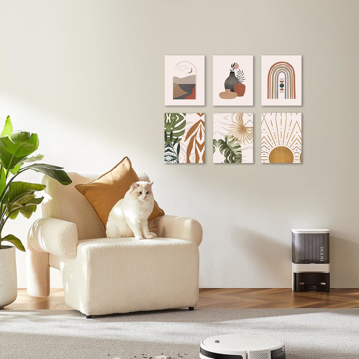 CHDITB Mid Century Modern Decor Wall Art, Minimalist Boho Wall Art Prints, Modern Aesthetic Canvas Wall Art For Bedroom Neutral Abstract Geometric Vase Painting For Gallery Living Room Bathroom Set Of 6 (12βx16β)