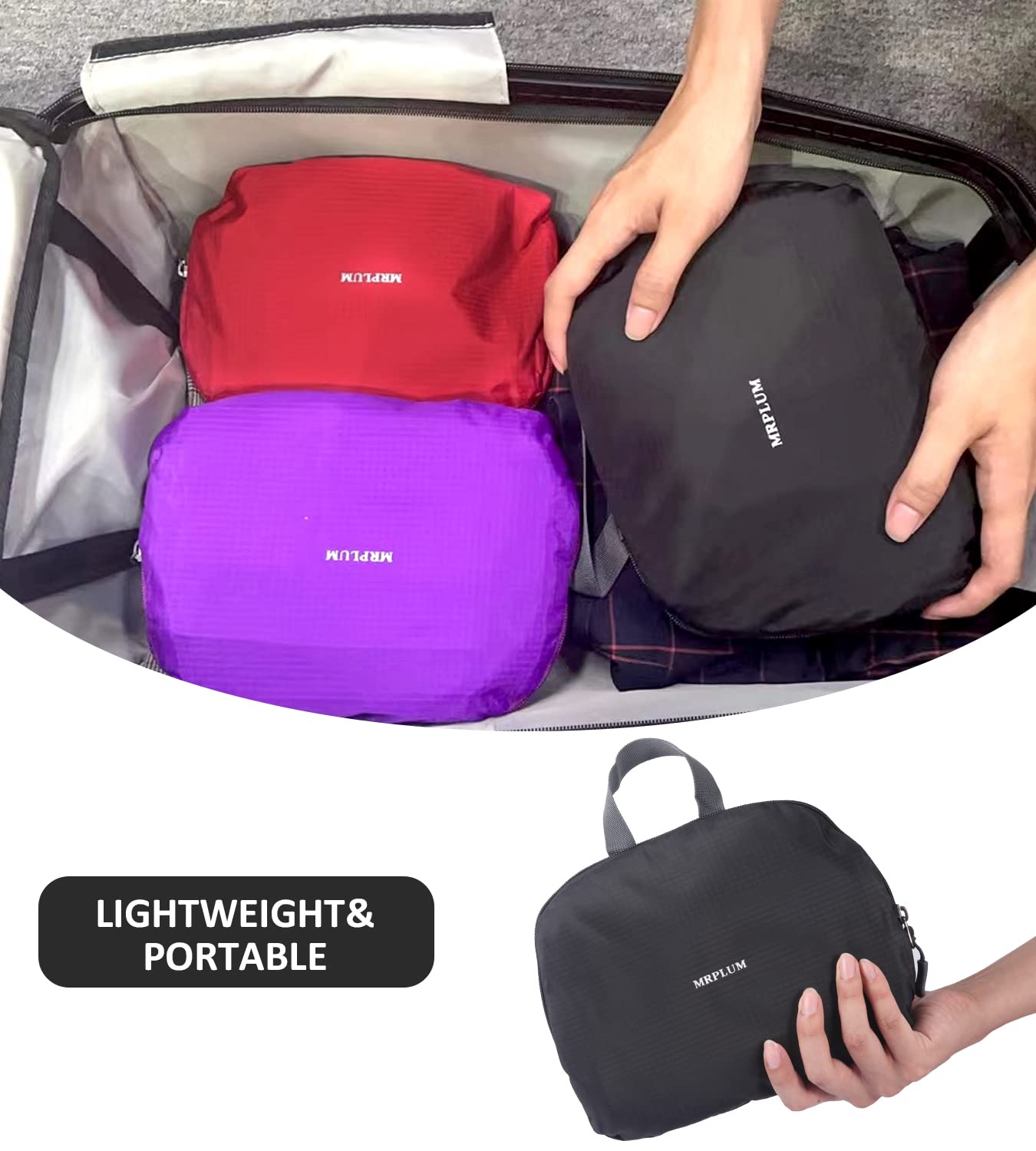 MRPLUM 30L Rucksack Foldable Ultralight Packable Backpack, Unisex Durable Handy Daypack for Travel & Outdoor Sports Durable & Waterproof (Black)