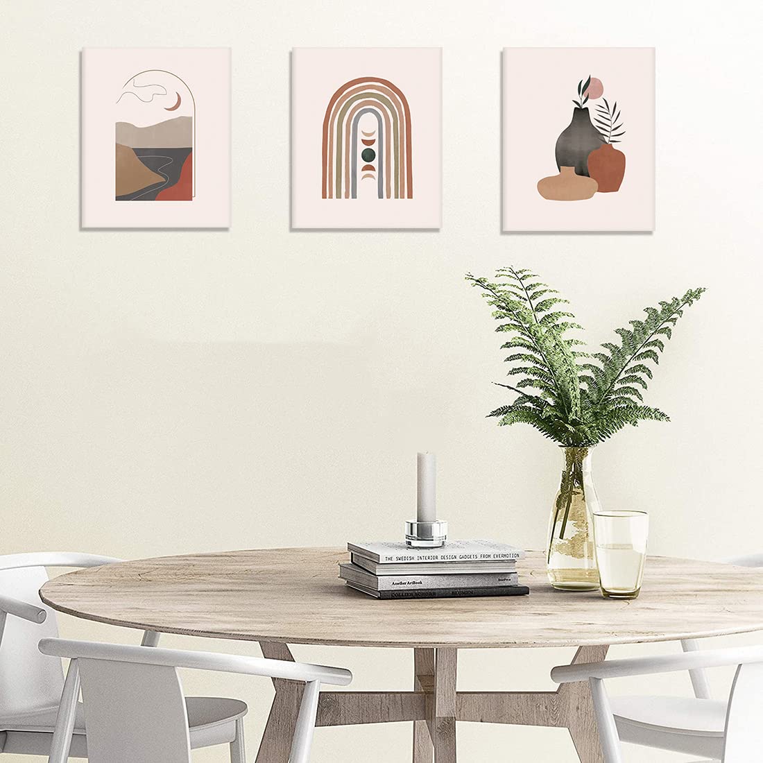 CHDITB Mid Century Modern Decor Wall Art, Minimalist Boho Wall Art Prints, Modern Aesthetic Canvas Wall Art For Bedroom Neutral Abstract Geometric Vase Painting For Gallery Living Room Bathroom Set Of 6 (12βx16β)