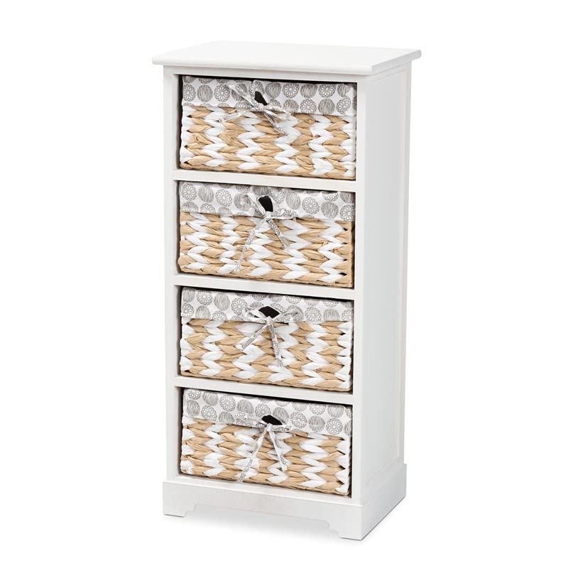 Baxton Studio Rianne Modern Transitional White Finished Wood 4-Basket Storage Unit