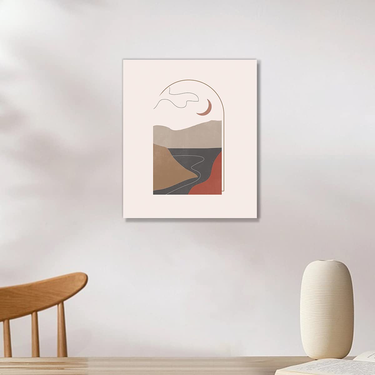 CHDITB Mid Century Modern Decor Wall Art, Minimalist Boho Wall Art Prints, Modern Aesthetic Canvas Wall Art For Bedroom Neutral Abstract Geometric Vase Painting For Gallery Living Room Bathroom Set Of 6 (12βx16β)