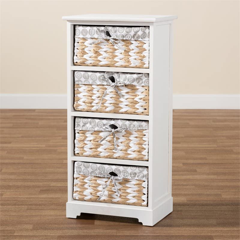 Baxton Studio Rianne Modern Transitional White Finished Wood 4-Basket Storage Unit
