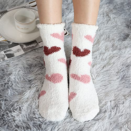 Aivanart Fuzzy Socks for Women,6 Pairs Soft Fluffy Cozy Slipper Socks,Comfy Warm Winter Sleep Plush Bed Socks for Valentine's Day Gifts