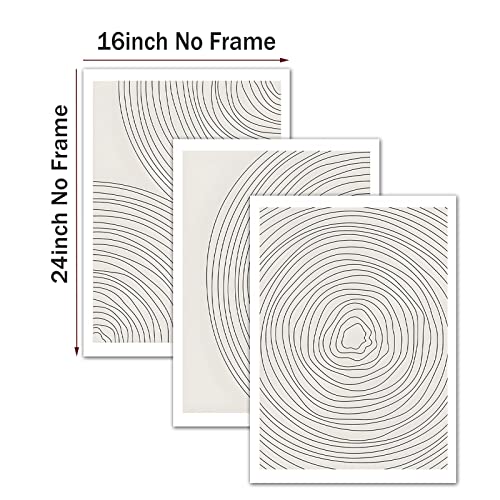 Minimalist Circle Geometric Line Art Boho Wall Art Set of 3 Neutral Abstract Canvas Painting Pictures Boho Prints Wall Art Unframed Artwork Posters for Bedroom Living Room Decor 16x24inch No Frame