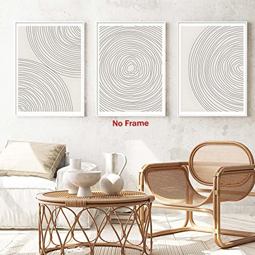 Minimalist Circle Geometric Line Art Boho Wall Art Set of 3 Neutral Abstract Canvas Painting Pictures Boho Prints Wall Art Unframed Artwork Posters for Bedroom Living Room Decor 16x24inch No Frame