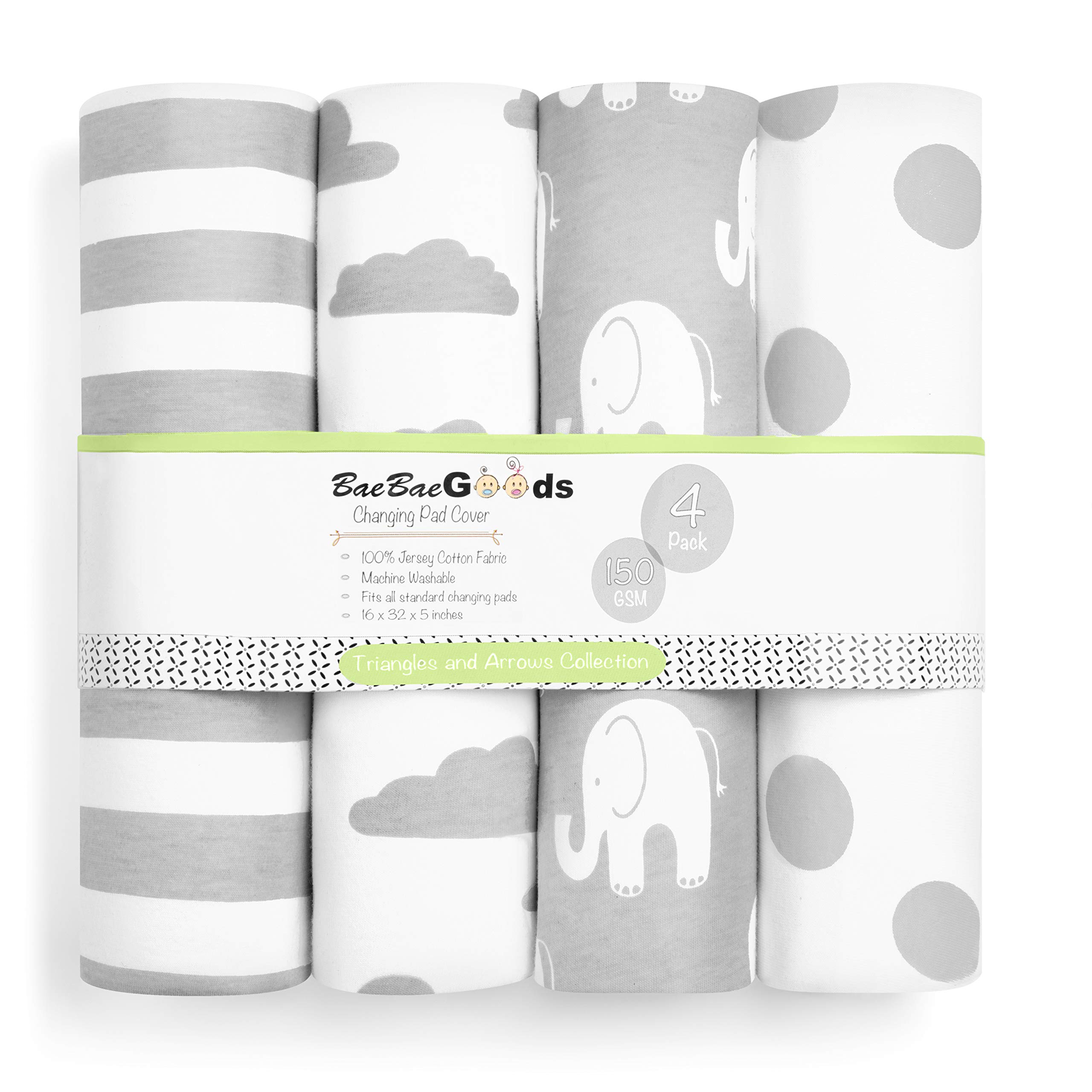 Changing Pad Cover β Premium Baby Changing Pad Covers 4 Pack β Boy or Girl Changing Pad Cover β Pure Jersey Knit Machine Washable Grey and White Changing Table Cover β Diaper Changing Pad Cover Sheets