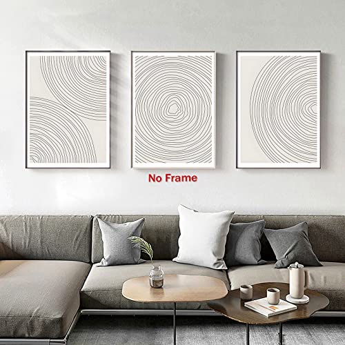 Minimalist Circle Geometric Line Art Boho Wall Art Set of 3 Neutral Abstract Canvas Painting Pictures Boho Prints Wall Art Unframed Artwork Posters for Bedroom Living Room Decor 16x24inch No Frame