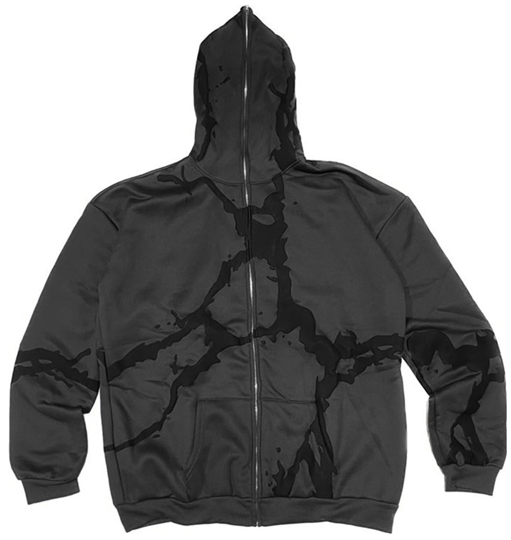 MINIDORA Men's Y2k Zip Up Hoodies Oversize Pullover Sweatshirts Hip Hop Streetwear Only Hoodie-Pink Medium
