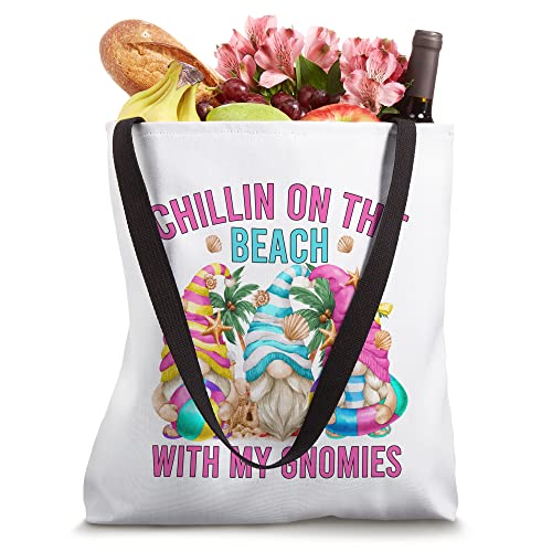 Chillin With My Gnomies For Beach Girls Funny White Summer Tote Bag