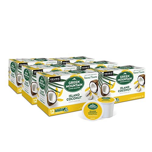 Green Mountain Coffee Roasters Island Coconut, Single-Serve Keurig K-Cup Pod, Flavored Light Roast Coffee, 12 Count (Pack of 6)