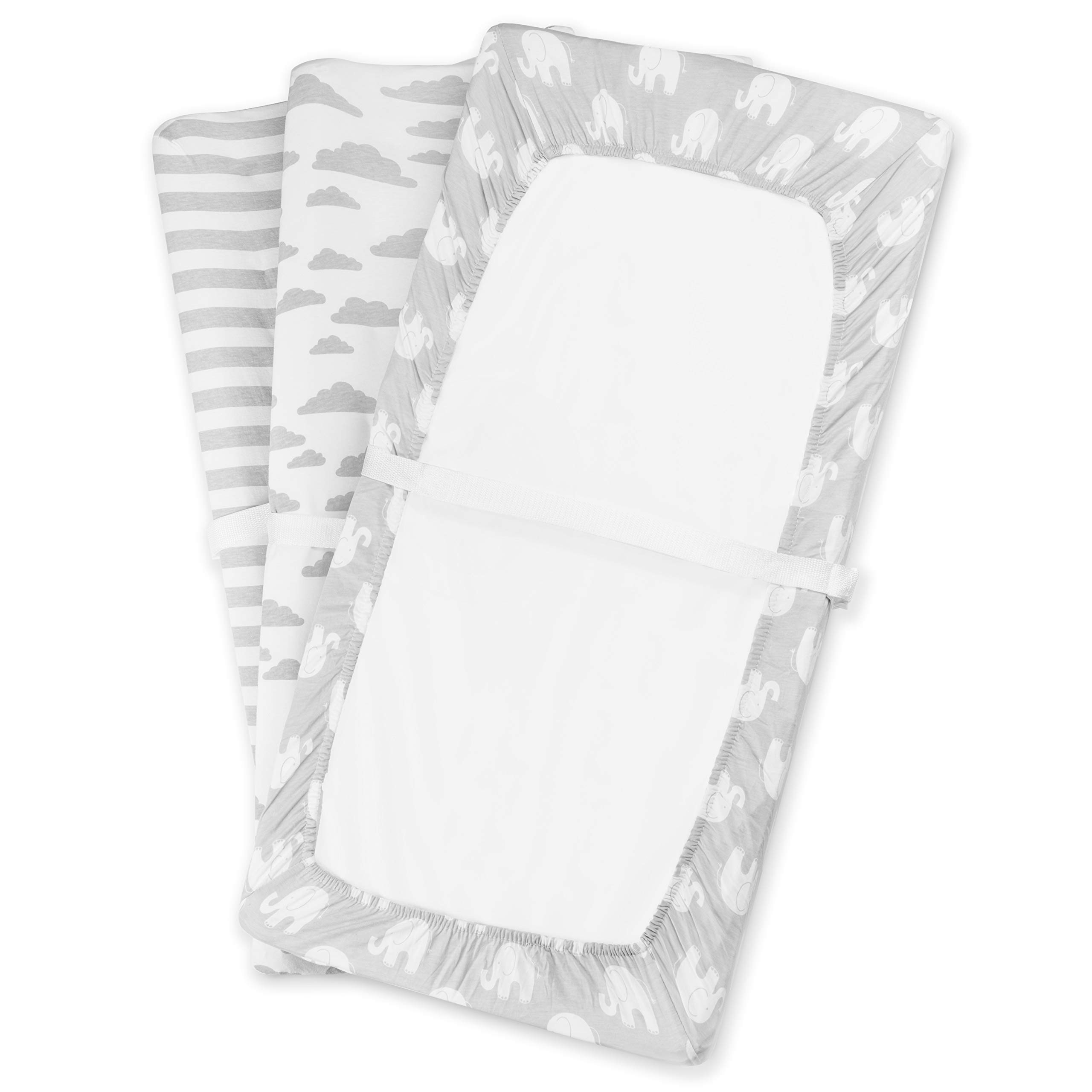 Changing Pad Cover β Premium Baby Changing Pad Covers 4 Pack β Boy or Girl Changing Pad Cover β Pure Jersey Knit Machine Washable Grey and White Changing Table Cover β Diaper Changing Pad Cover Sheets