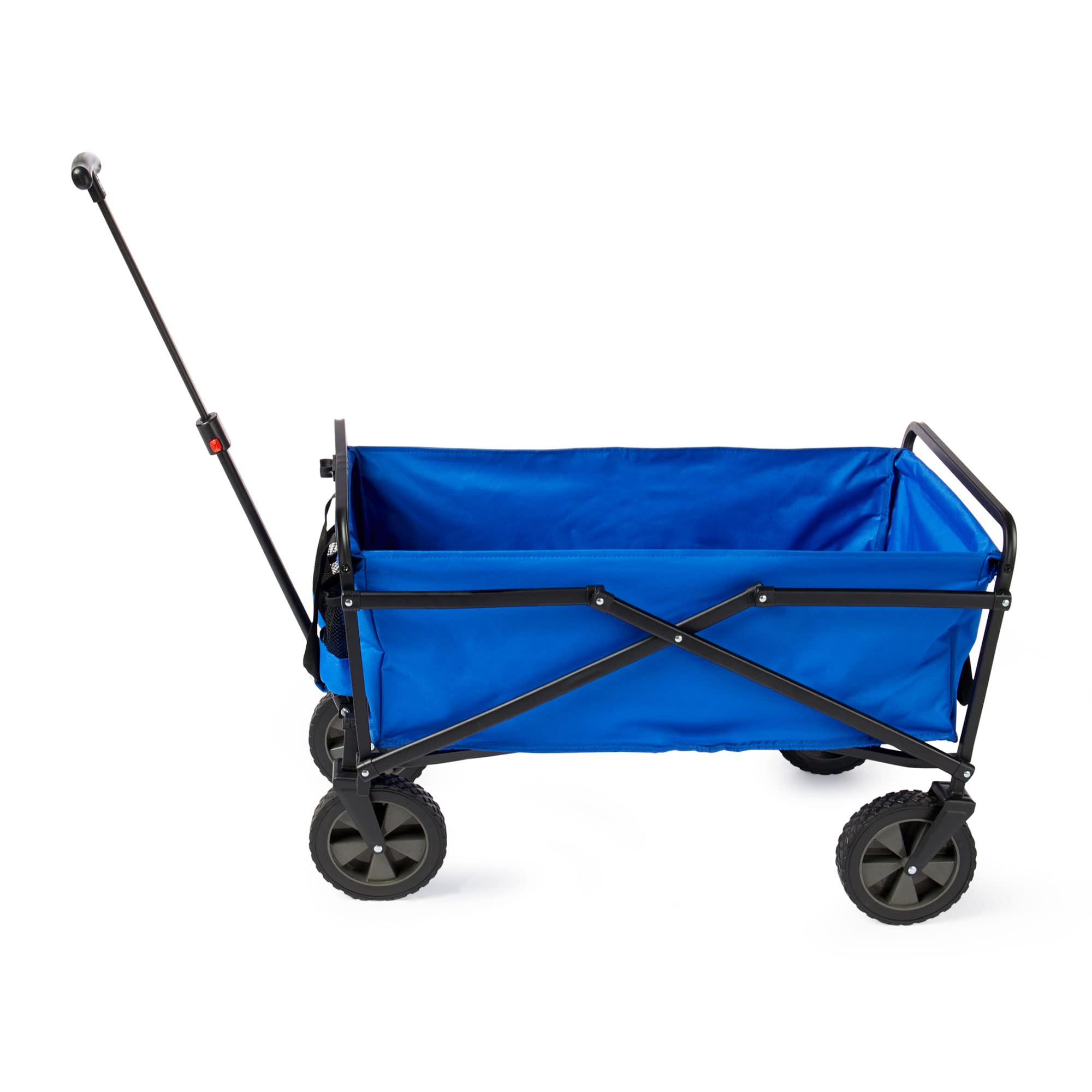 Seina Heavy Duty Steel Compact Collapsible Folding Outdoor Portable Utility Cart Wagon w/All Terrain Rubber Wheels and 150 Pound Capacity, Blue