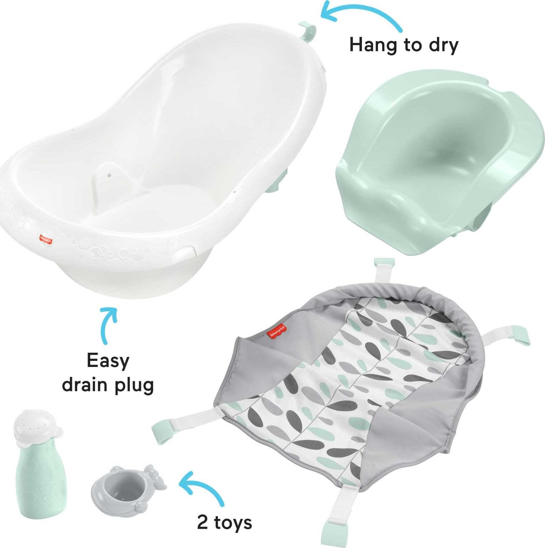 Fisher-Price 4-in-1 Sling 'n Seat Tub β Pacific Pebble, convertible baby to toddler bath tub with support and seat