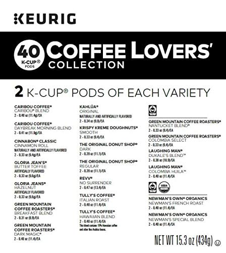 Keurig, Coffee Lovers' Collection Variety Pack, Single-Serve Keurig K-Cup Pods, 80 Count (2 Boxes of 40 Pods)