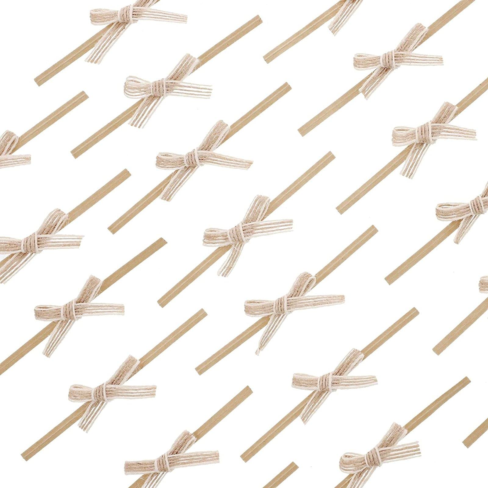 Bright Creations Mini Jute Burlap Twist Tie Craft Bows (60 Count)