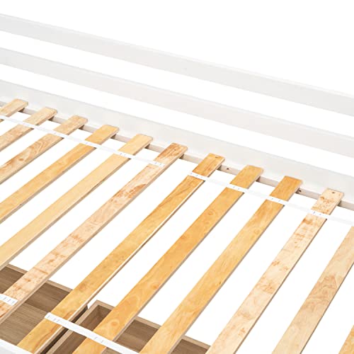 Bellemave Daybed with Two Storage Drawers Wood Day Bed, Sofa Bed Frame with Storage Drawers Daybed Couch with Storage Bed for Living Room Bedroom (White)…