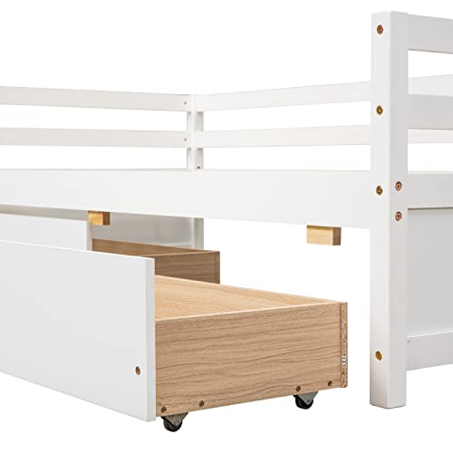Bellemave Daybed with Two Storage Drawers Wood Day Bed, Sofa Bed Frame with Storage Drawers Daybed Couch with Storage Bed for Living Room Bedroom (White)…