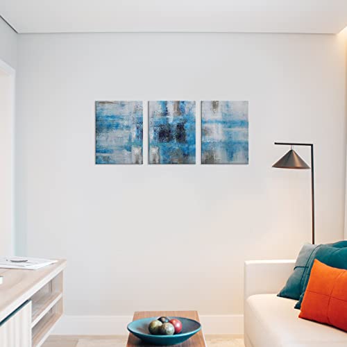 NESS-BEZAL Abstract Canvas Wall Art for Living Room Large Size, Modern Abstract Blue & White Artwork Painting Picture for Bedroom Office Home Wall Decorations