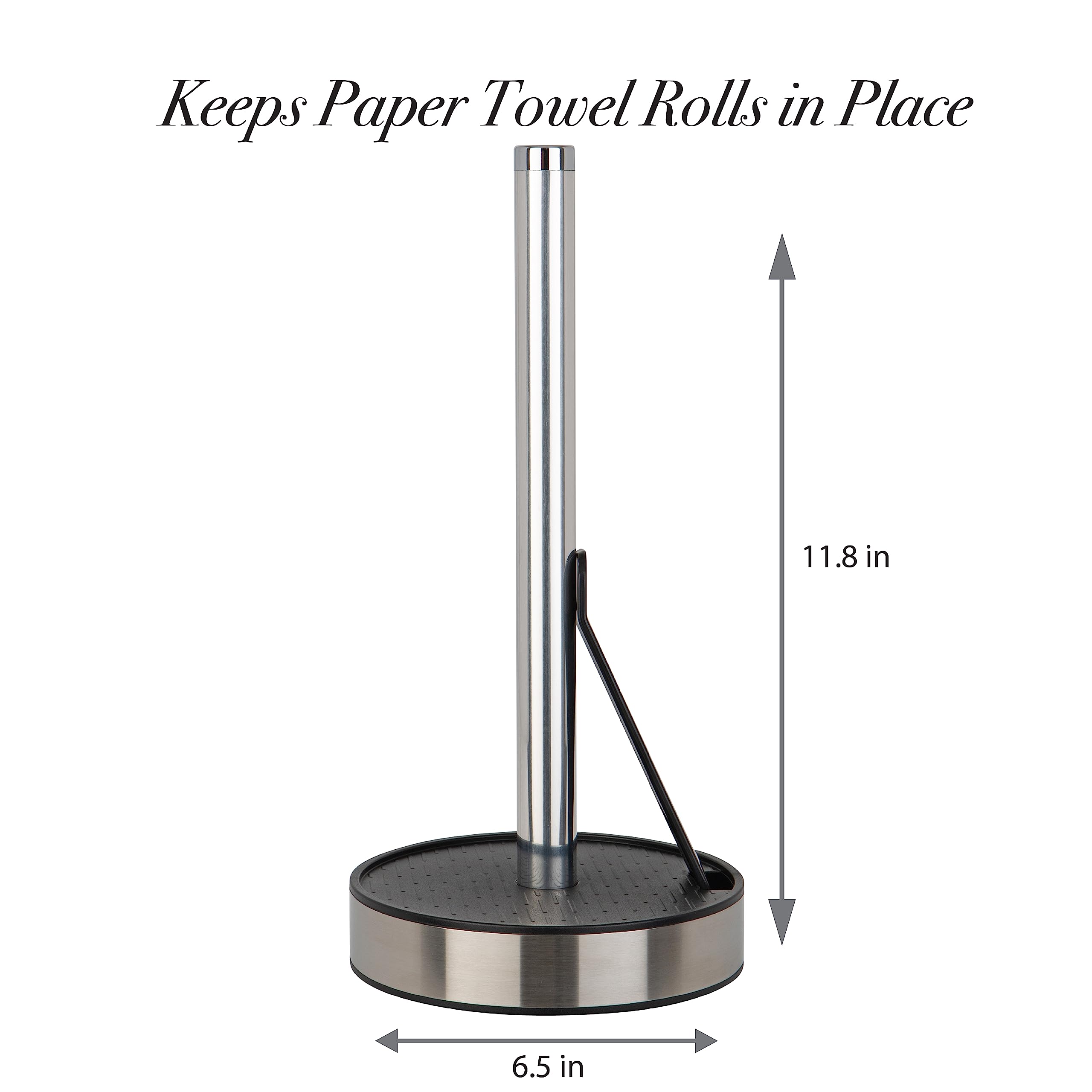 Kitchen Details Easy Tear Deluxe Paper Towel Holder Dispenser with Suspension Arm, Free Standing, Counter Top, Holds 1 Jumbo Roll, Black