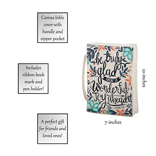 Creative Brands B2216 Faithworks-French Press Mornings Canvas Bible Cover, 7 x 10-Inch, Be Truly Glad