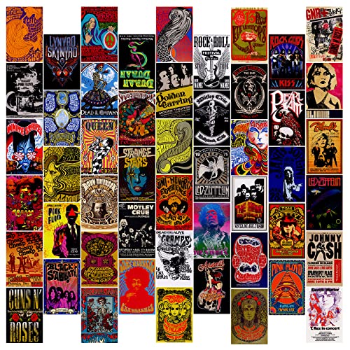 XINJIANJQIN 50PCS Vintage Rock Wall Collage Kit ,Retro Music Room Bedroom Decor Art,Band Posters, Posters,Posters for Aesthetic 90s,Vintage Decor, Album Pictures,Trendy Small Posters Dorm, 4x6inches