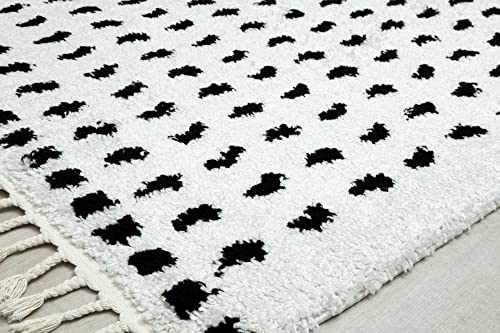 CosmoLiving by Cosmopolitan BT15B Calm Creation Dots Modern White Non-Shedding Living Room Bedroom Dining Home Office Area Rug, 8'3"X10'0"
