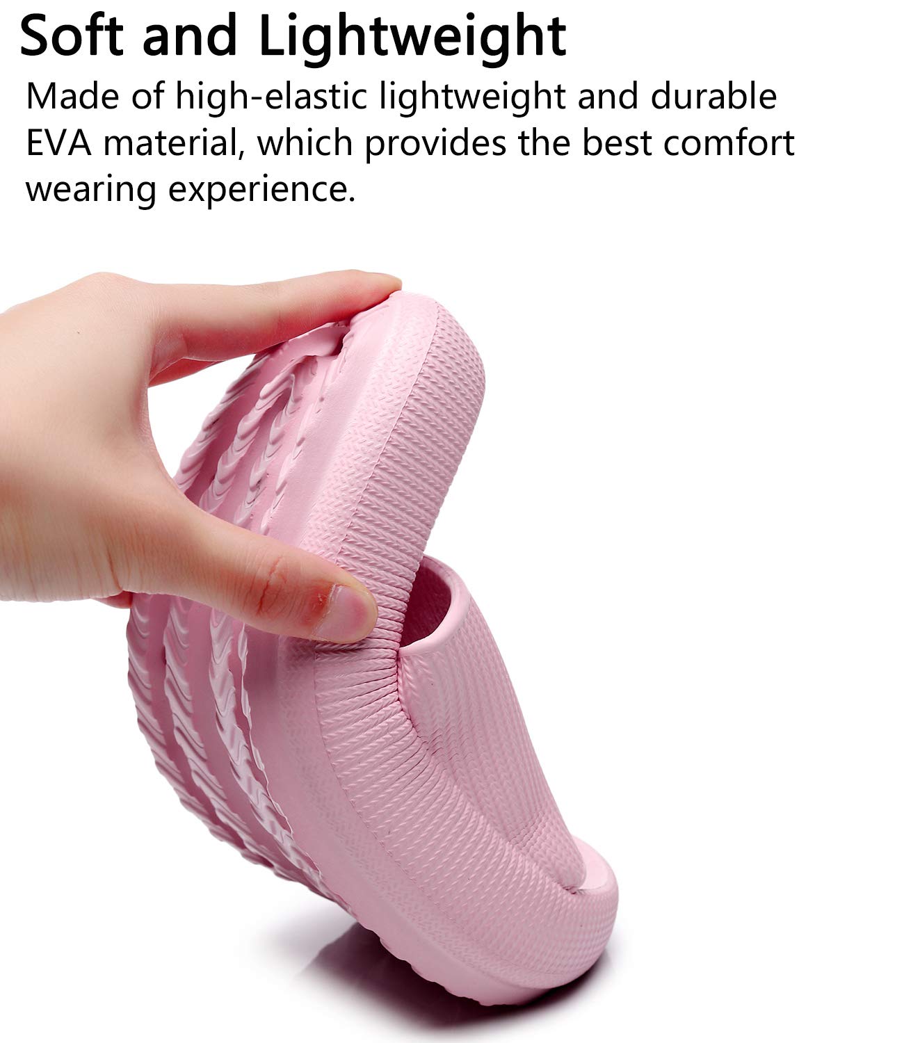 Pillow Slippers for Women, Non-Slip Massage Foam Shower Bathroom Home Floor Thick Sole Quick Drying Cloud Cushion Womens Mens Sandals, Soft Comfortable Platform Open Toe Shoes (Orange, Eur42/43)